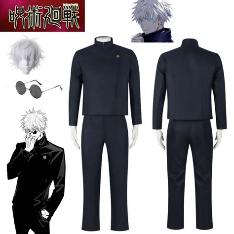 Anime Jujutsu Kaisen Gojo Satoru Cosplay Top Pants Glasses High School