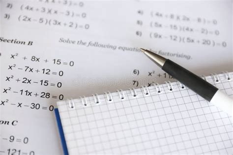 Handwriting Of Mathematics Quadratic Equation On Examination Practice