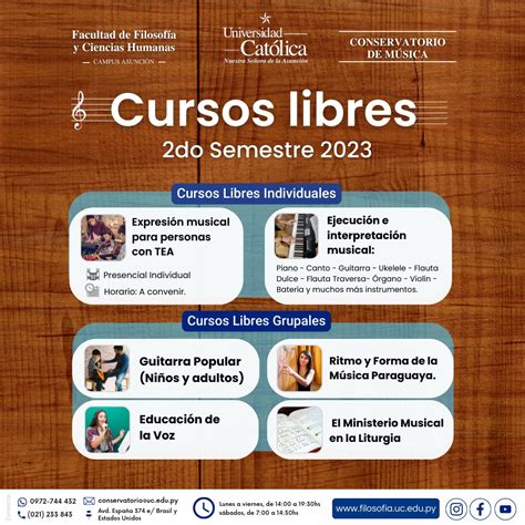 Inscripciones abiertas Cursos libres en el Conservatorio de Música UC