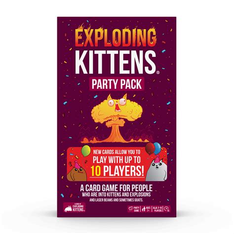 Exploding Kittens Party Pack 2 10 Players Ages 7 15 Minutes To