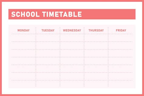 School Timetable Pink Vector Template 16116737 Vector Art At Vecteezy