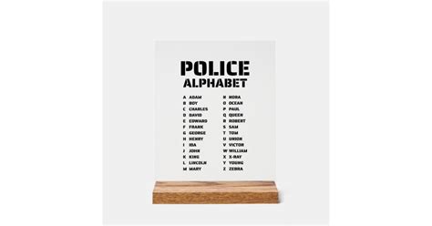 Police Alphabet Identifier Chart Phonetic Code Zazzle