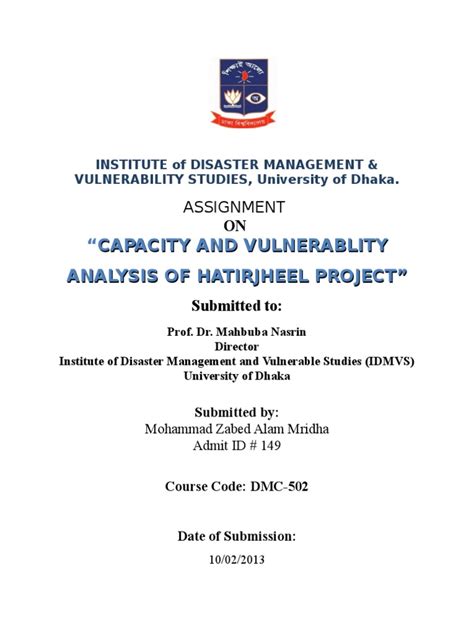 Capacity And Vulnerablity Analysis Of Hatirjheel Project Pdf