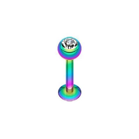 Rainbow Labret With A Cz Gem Ball On End 16 G Sunburst Reflections