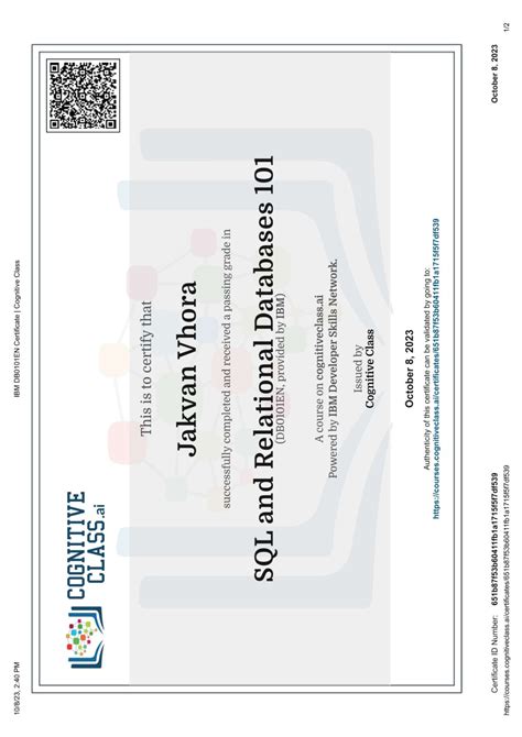 Completed Sql And Relational Databases Certification Jakvan Vhora Posted On The Topic Linkedin