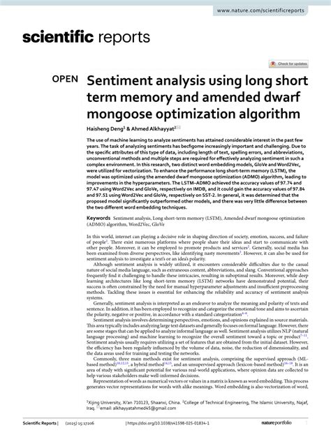 Pdf Sentiment Analysis Using Long Short Term Memory And Amended Dwarf