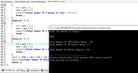 C Program For Denomination Of An Amount Using While Loop