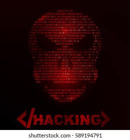 Skull Binary Codebackgroundredtexthackingtag Stock Vector Royalty Free 589194791 Shutterstock