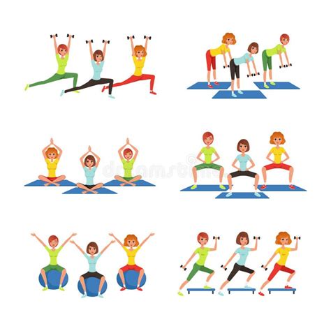 Young Female Doing Physical Exercises On Mat During Aerobics Class