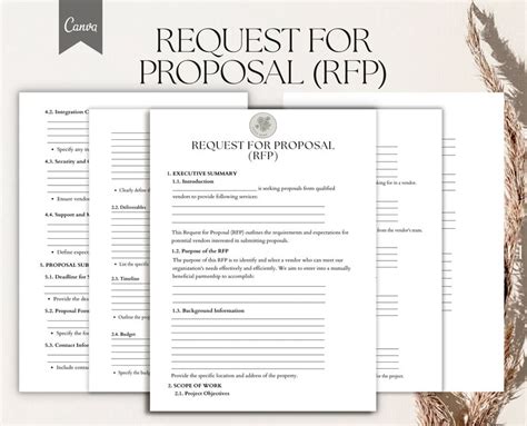 Request For Proposal Template Form Pdf Canva Etsy