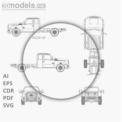 Ford F 450 Super Cab Chassis 2015 Vector Blueprint