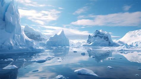 Process Of Ice Melting Glaciers During Thaw Nature Concept Stock