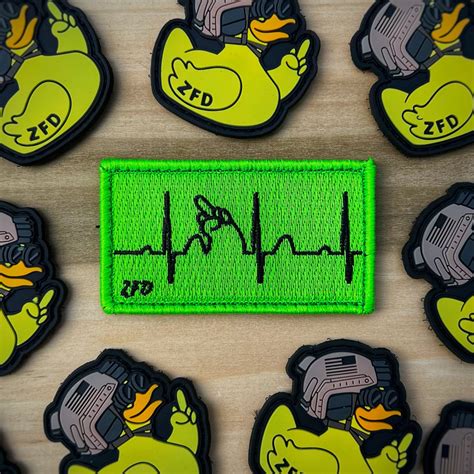 Zero Fucks Duck Ekg Middle Finger Morale Patch Dump Box