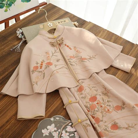 Elegant Slim Qipao Shawl Two Piece Chinese Dress Women Hanfu