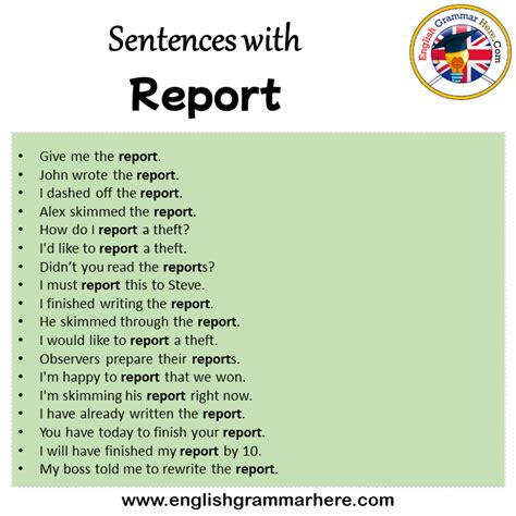 Sentences With Report Report In A Sentence In English Sentences For