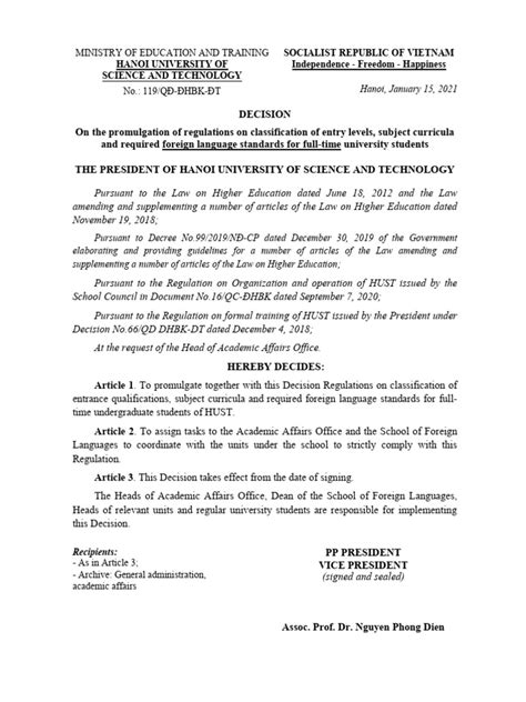 Classification Of Entry Level And Required Foreign Language Standards