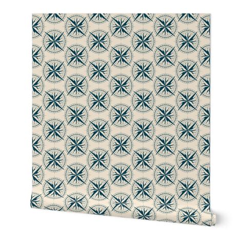 Nautical Compass Rose Light Wallpaper Spoonflower