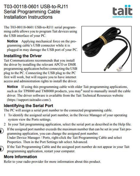 Tait Cables Alberta Radio Supply