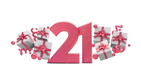 Premium Photo Number 21 Pink Birthday Celebration Number With T