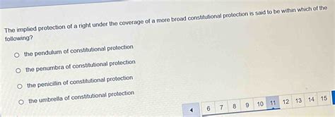 Solved The Implied Protection Of A Right Under The Coverage Of A More Broad Constitutional