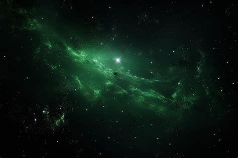 Premium Photo Bright Green Star In Starfield Dark Galaxy Planets In A
