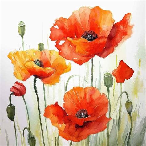 Lll Aquarell Mohnblumen Malen Kreative Kunsttechnikende