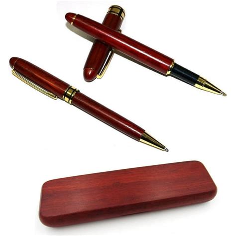 Rosewood 2 Pens Writing Set With Rosewood Pen T Box Fancy Nice