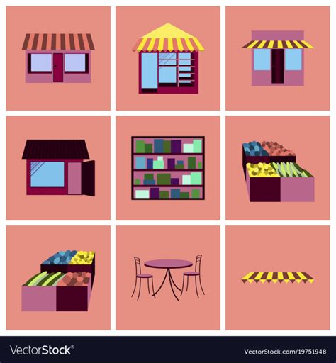 Free Assembly Flat Icons Shop Interior Vector Image Nohatcc