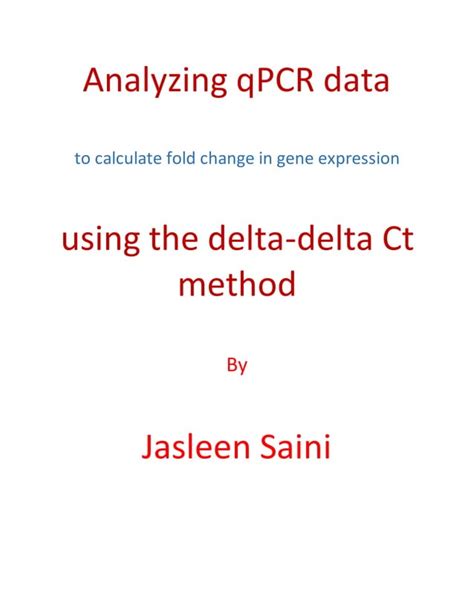 How To Analyze Qpcr Data Docx Genetics Science