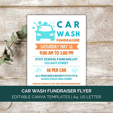 Car Wash Fundraiser Flyer Template Editable Fundraiser Car Wash Flyer