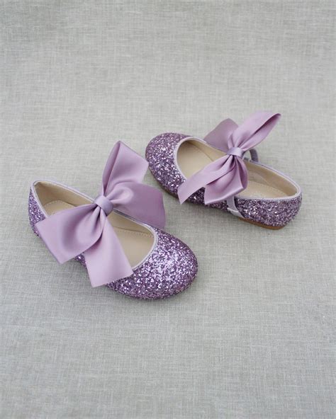 Rock Glitter Mary Jane Ballet Flats With Satin Bow Kaileep