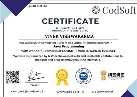 Codesoft Vivek Vishwakarma