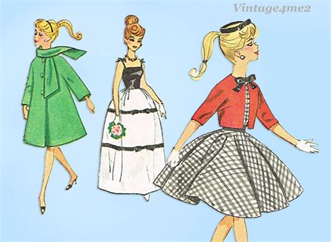 1960s Vintage Simplicity Sewing Pattern 4700 Barbie Doll Clothes