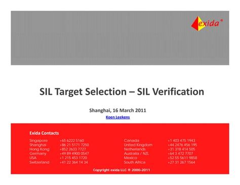 Sil Target Selection Verification Exida Pdf Civil Engineering Industry Industries