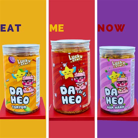 Da Heo Chiên Giòn Mắm Tỏi ớt Lucky Star Hũ 150g Combo ăn Vặt Cay Rẻ