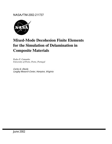 Pdf Mixed Mode Decohesion Finite Elements For The Simulation Of Delamination In Composite