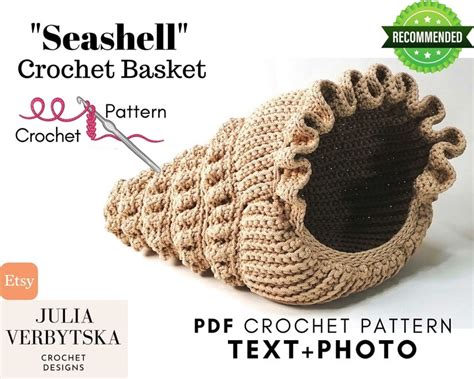 Sea Shell Crochet Basket Pdf Pattern Tutorial Etsy