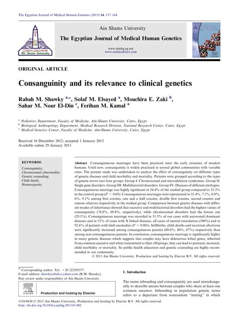 Pdf Consanguinity And Its Relevance To Clinical Genetics