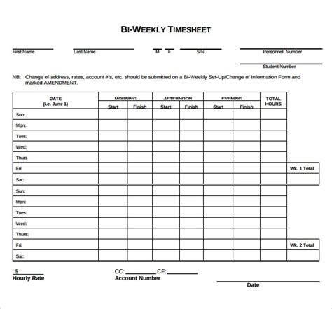 Printable Biweekly Timesheet Pdf Printable Word Searches