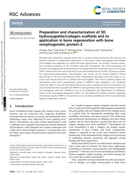 Pdf Preparation And Characterization Of 3d Hydroxyapatite Collagen