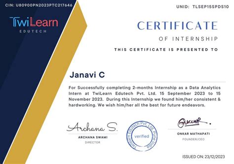 Janavi C On Linkedin Dataanalytics Dataanalysis Internship