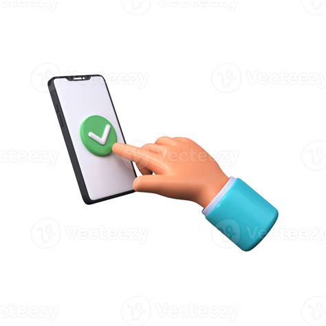 Check Mark On Smartphone Screen Hand Ticking The Phone Screen