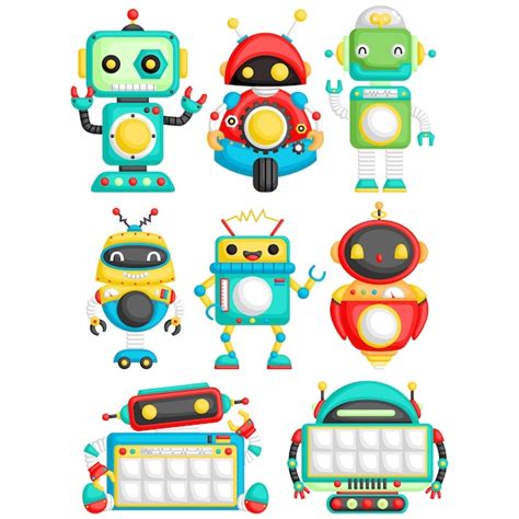 Premium Vector Cute Robot Vector Set