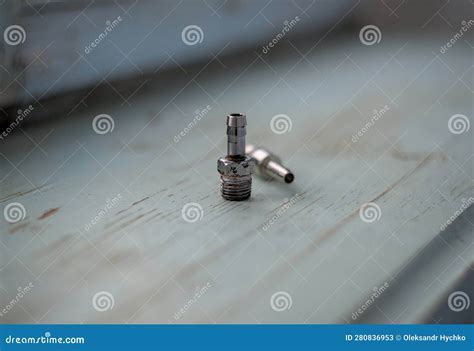 Metal Quick Coupling Connector For Pneumatic System Stock Image Image