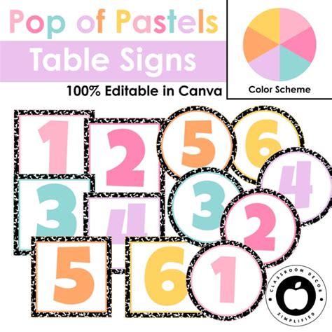 Table Signs Classroom Decor Canva Editable Composition Notebook