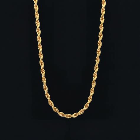 5mm 18k Gold Finish Rope Chain Helloice