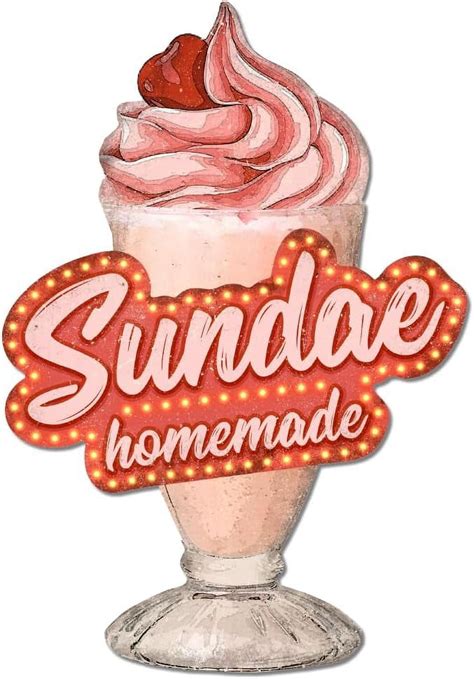 Sundae Vintage Metal Tin Sign Retro Ice Cream Plaque Poster Metal Wall