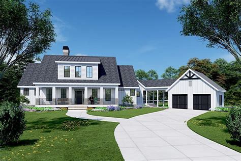 2 Story 3 Bedroom Modern Farmhouse With Sunroom And Wet Bar House Plan