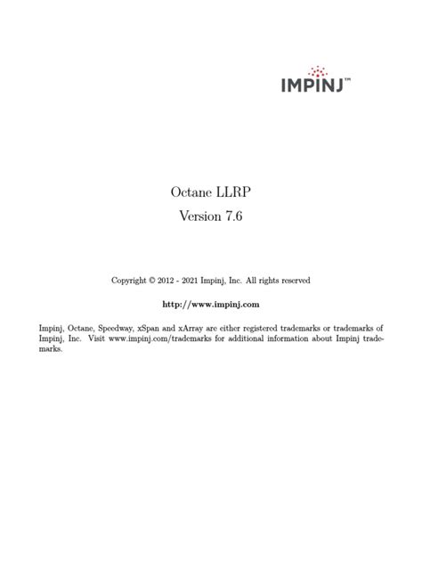 Impinj Octane Llrp V7 6 Pdf Komputer Teknologi And Rekayasa