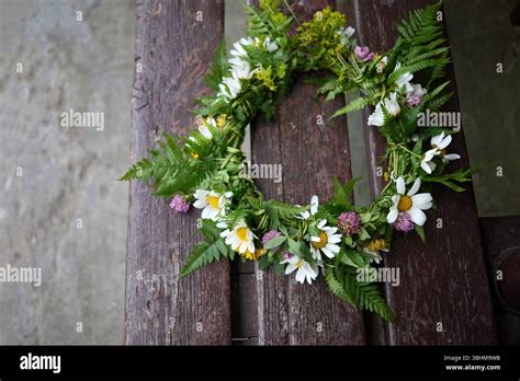 Summer Solstice Day Midsummer Night Wildflower Wreath Ligo Ivan